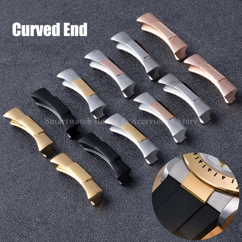 2pcs-Curved-End-Stainless-Steel-Link-End-Link-20mm-for-Rolex-Submariner ...