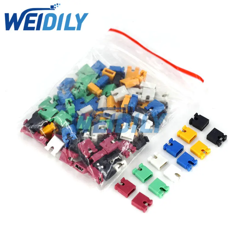 120PCS Colorful Pin Header Standard Computer Jumper Blocks Connector 2 ...