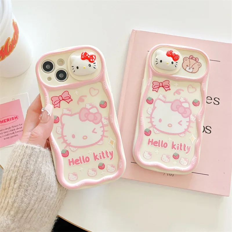 Funda-de-tel-fono-Rosa-Hello-Kitty-Sanrio-Push-window-Lens-para-iPhone ...