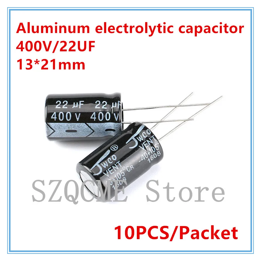 10PCS 400V 22UF 10*17mm 13*21mm Aluminum electrolytic capacitor High voltage capacitance Through ...