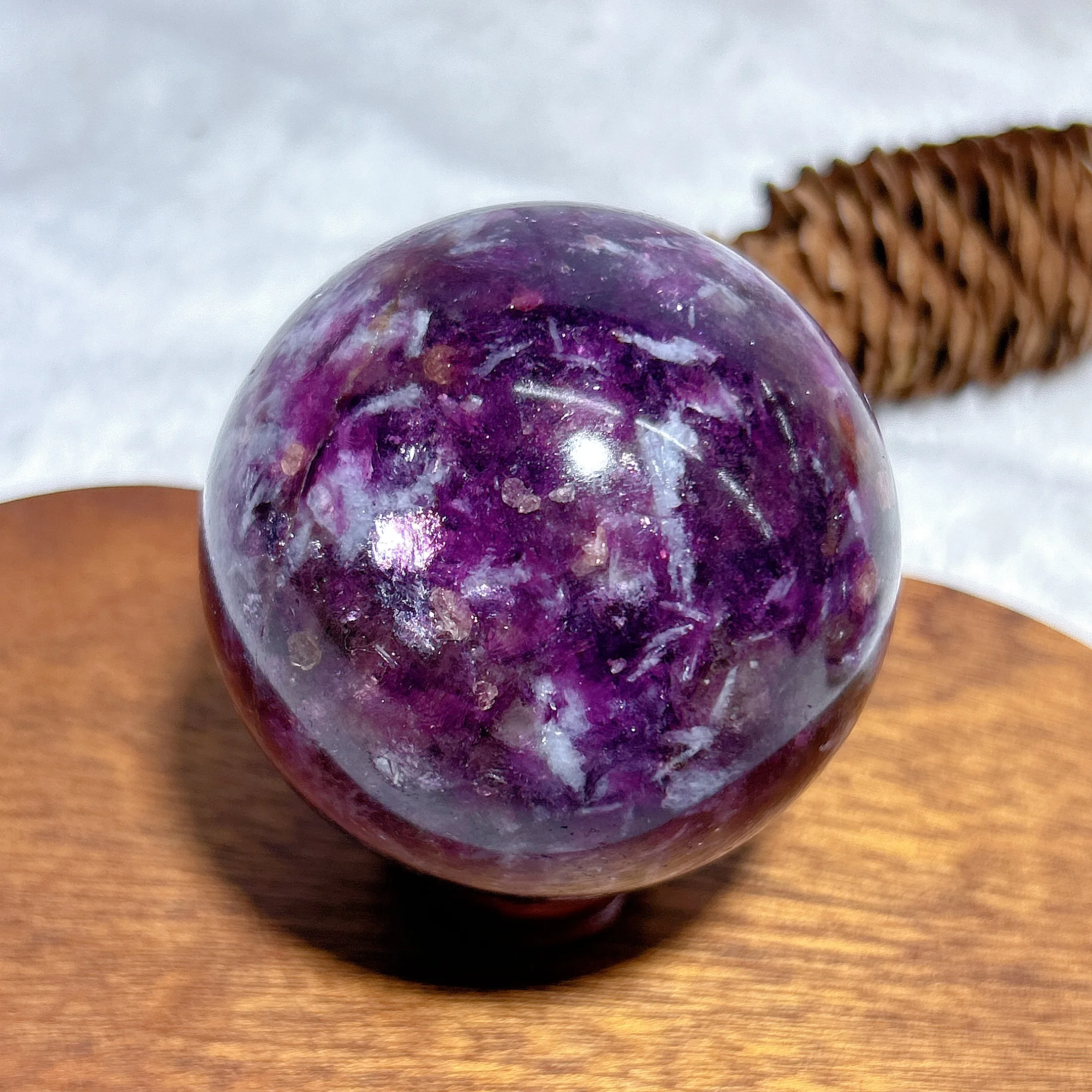 Natural-Crystal-Flashy-Lepidolite-Sphere-Gemstones-High-Quality-Mineral ...