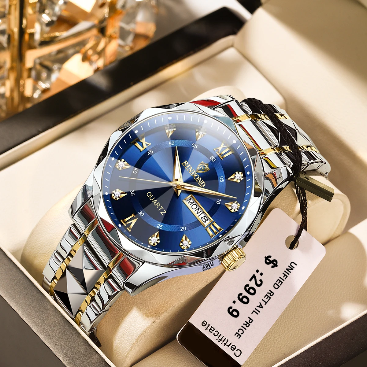 BINBOND-Reloj-de-pulsera-de-acero-inoxidable-para-hombre-cron-grafo-de ...