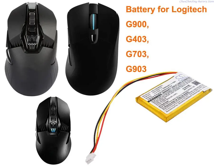 Logitech G403, G900, G703, G903 용 Cameron Sino 1000mAh 마우스 배터리 533 ...