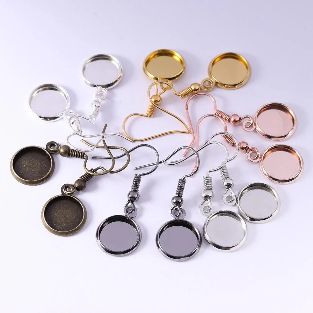 10pcs/Lot Iron Blank Earring Hook Base Fit 10 12 14 16 18 20 25 mm ...