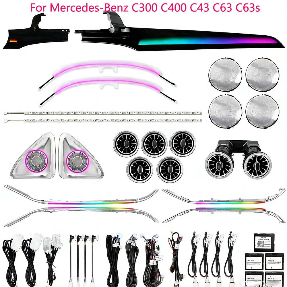 64 Colors Dynamic W205 Ambient Light for Mercedes-Benz C300 C400 C43 ...