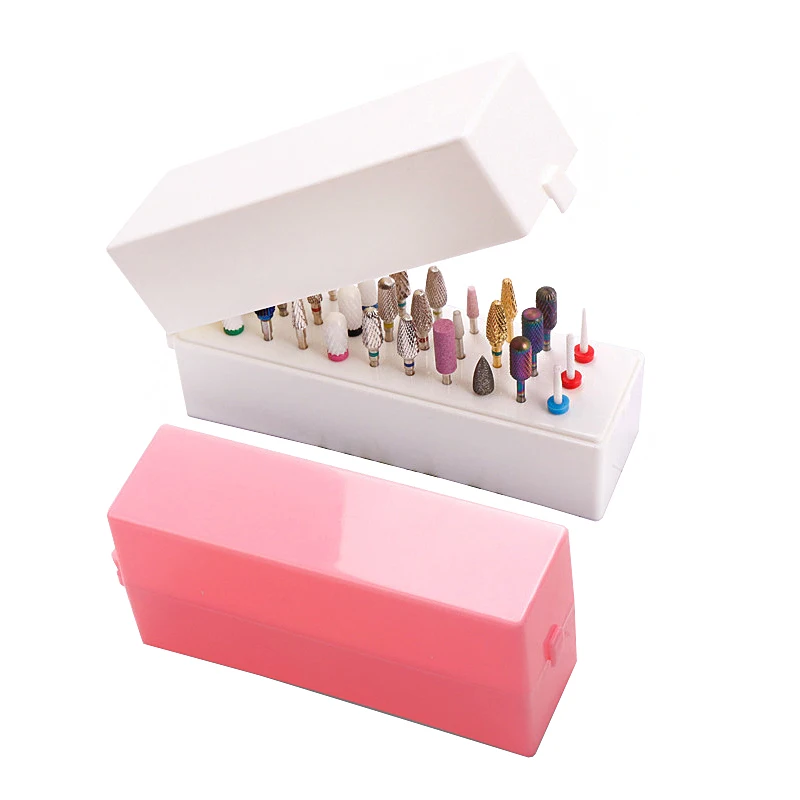30-Holes-Nail-Drill-Bit-File-Brush-Plastic-Storage-Box-Holder-Container ...
