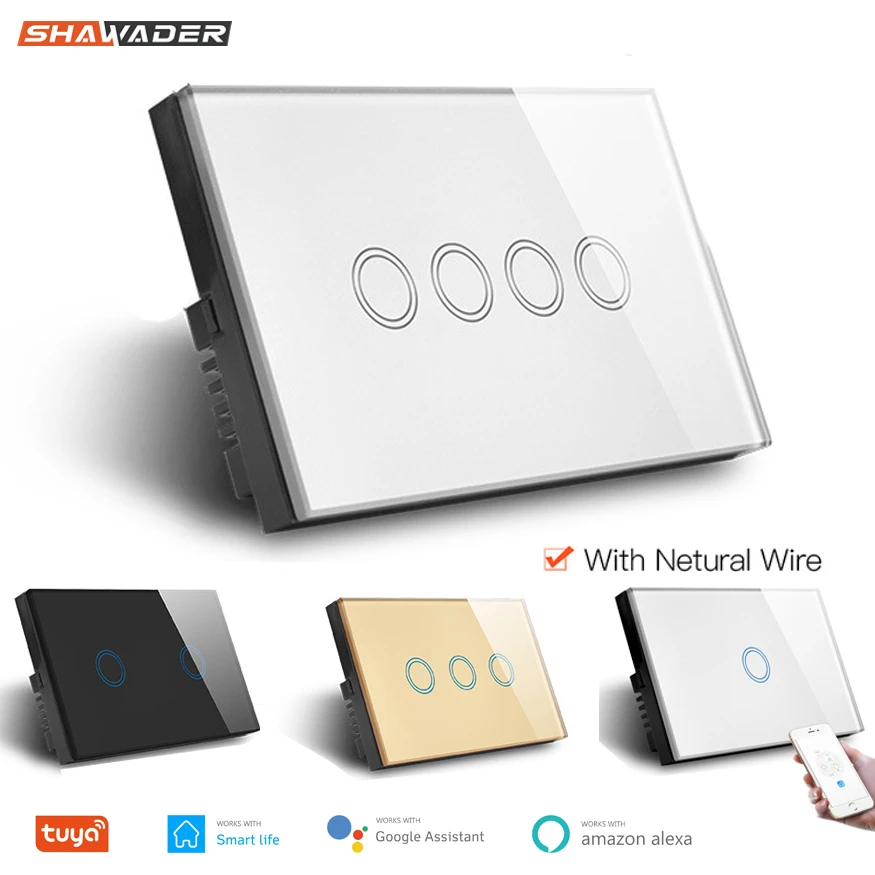 Wifi Smart Tuya Light Wall Switch Interruptor Glass Touch Panel Current ...
