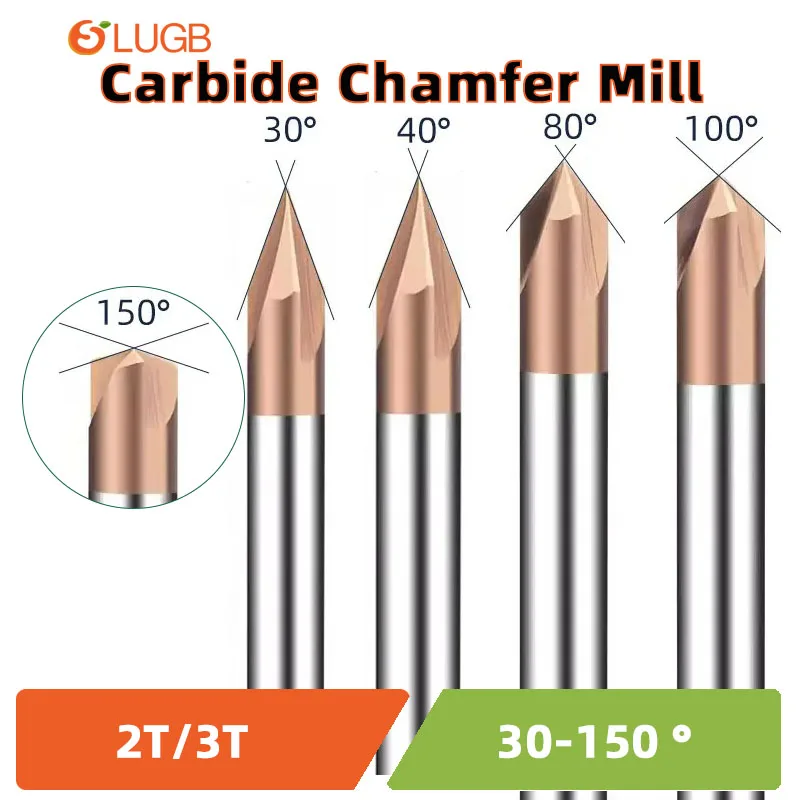 SLUGB Chamfer End Mill CNC V Cutter Tip Angle 30 40 45 50 70 100 110 ...