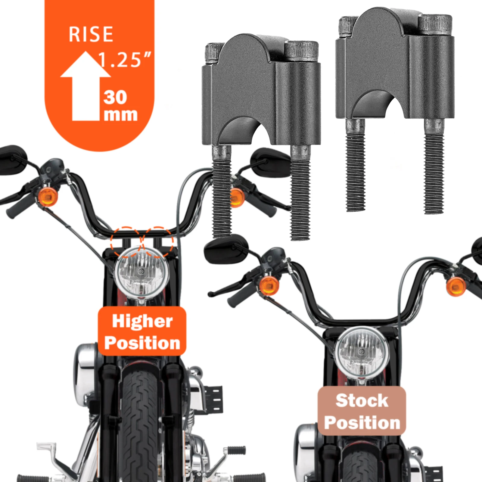 Motorcycle-Handlebar-Riser-Bar-Mount-Handle-Clamp-Universal-7-8-Bar ...