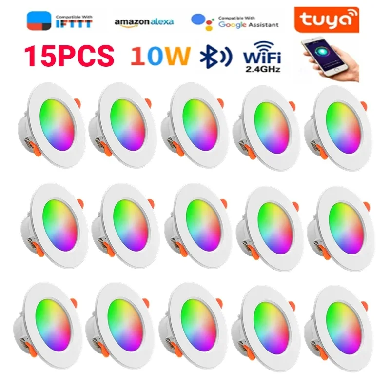 RGB-Dimmable-Tuya-Downlight-atmosfera-interna-RGBCW-luz-noturna-decorativa-para-casa-Alexa-10W ...