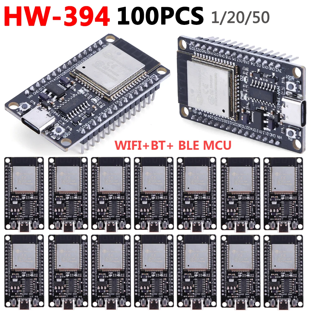 100-1PC-ESP32-WROOM-32-Development-Board-WiFi-Bluetooth-5V-Type-C ...