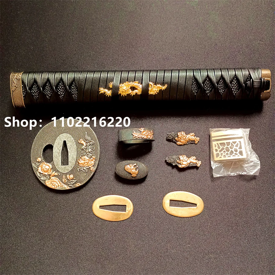 A Set Handle Tsuka Alloy Handguard Tsuba Guard Fuchi Kashira Menuki ...