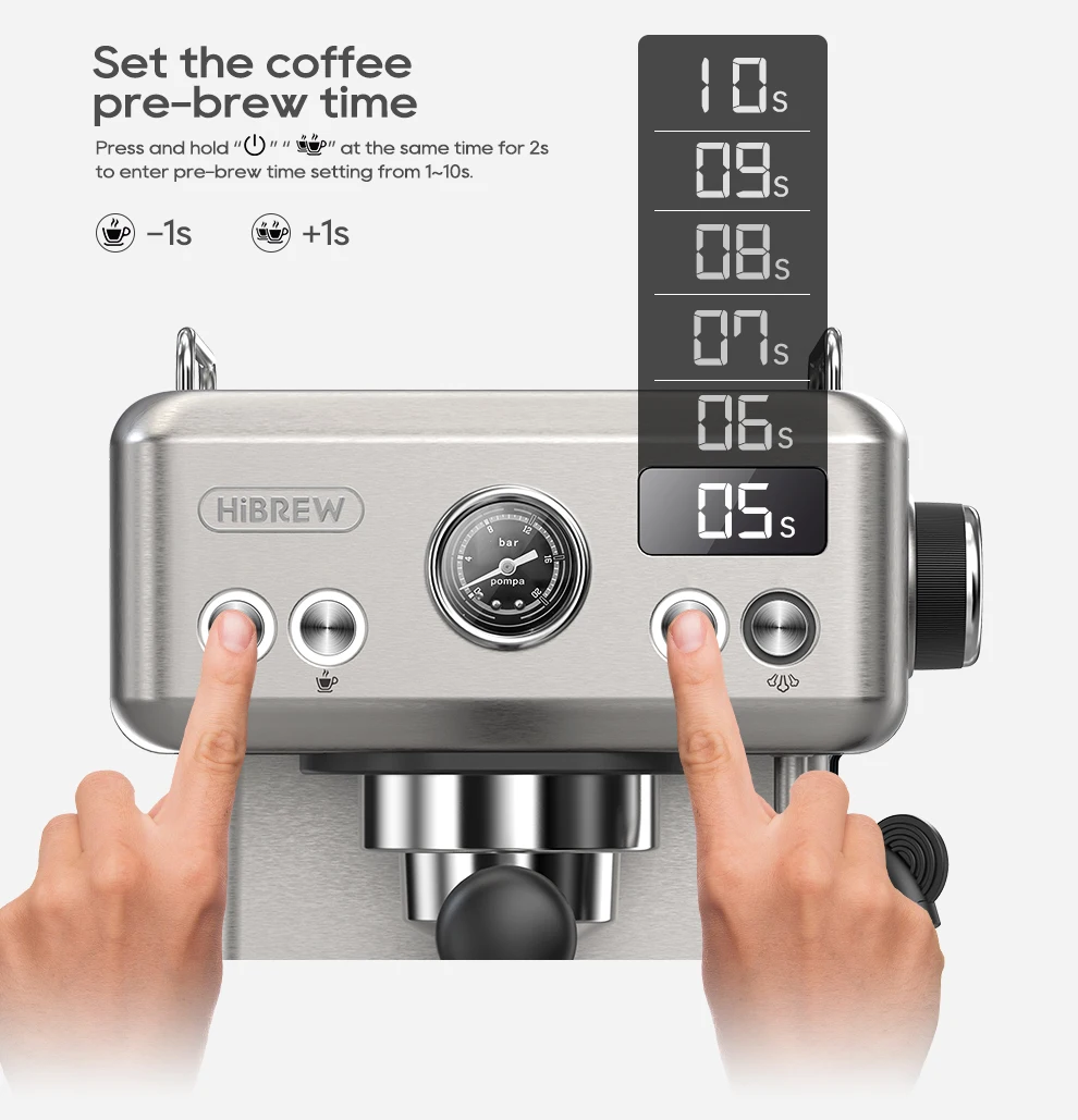 Hibrew 20bar Espresso Coffee Machine Inox Case Semi Automatic Ese Pod ...