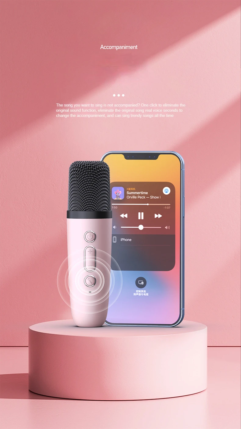 Deux micros rose-Mini micro sans fil Bluetooth, petit haut-parleur ...