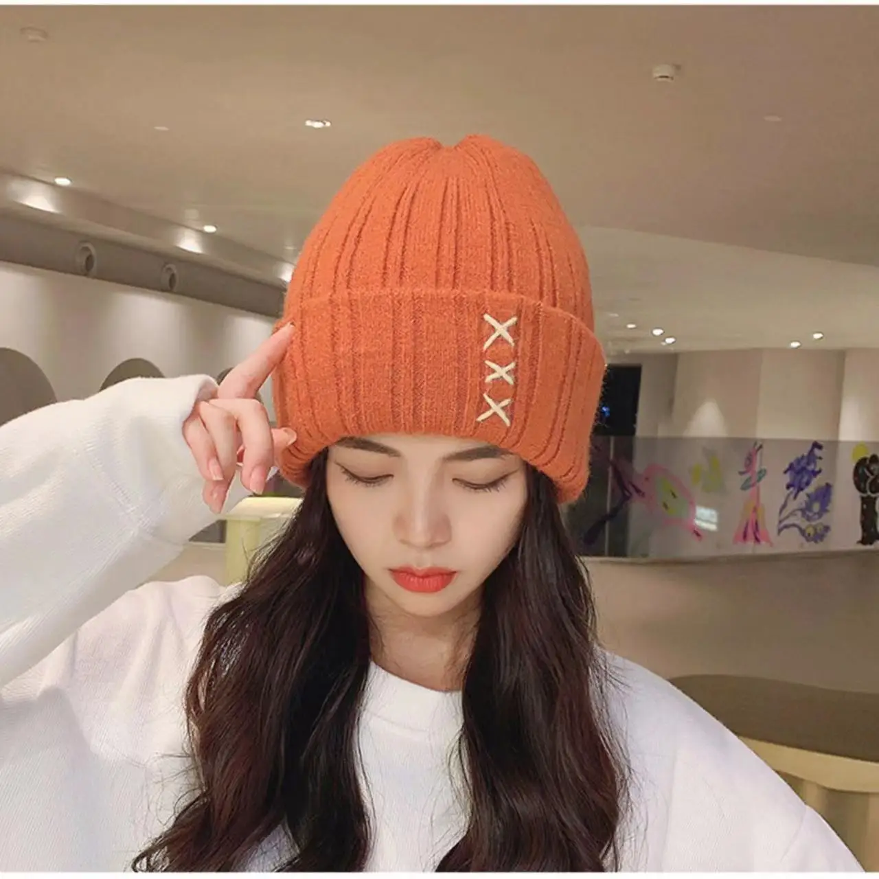 Unisex Hats Winter Knitted Hat Men Women Solid Warm Thicken Wool Cap Harajuku Hip-hop Style ...