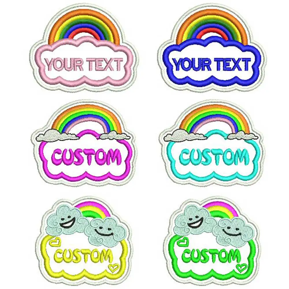 Custom-Kids-Name-Patch-Cartoon-Rainbow-Clouds-Embroidery-Kindergarten ...