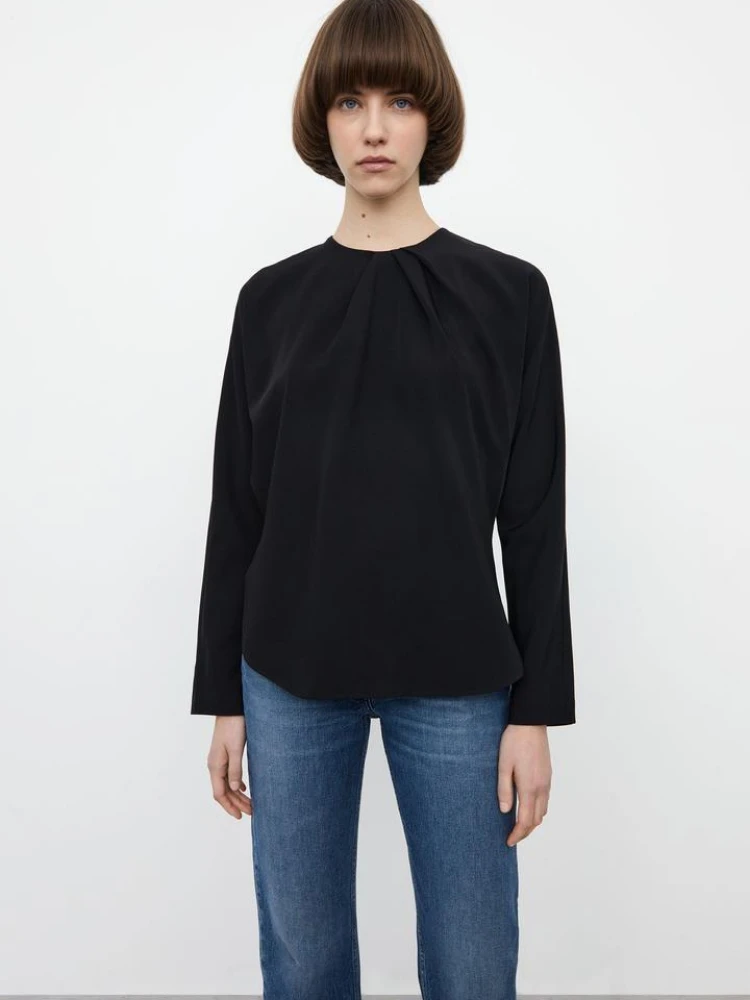 2022 New Blend Short Front And Long Back Stretch Drape Long Sleeve ...