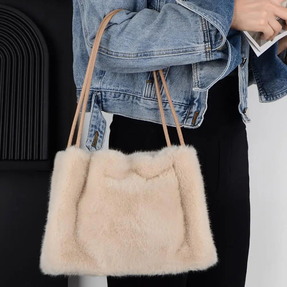 7 cores bolsa tote de pele sintética feminina balde de pelúcia design ...