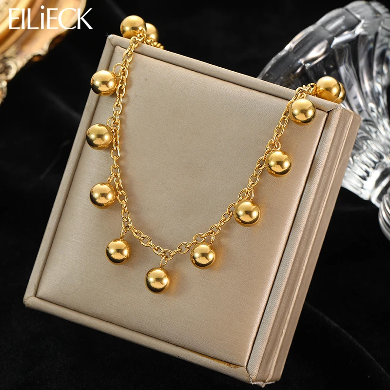 EILIECK-316L-Stainless-Steel-Gold-Color-Beads-Ball-Pendant-Necklace-For ...