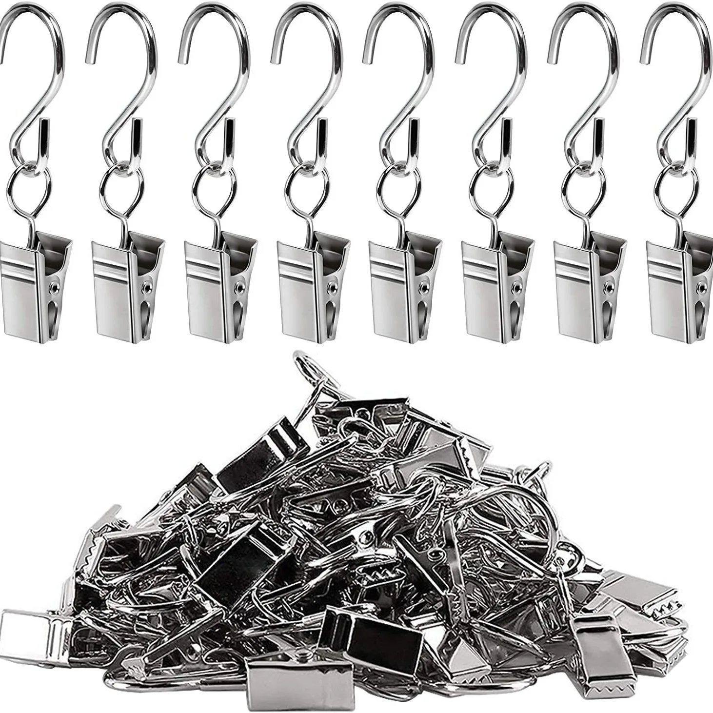 New-Stainless-Steel-S-Clips-10-20-50-100-Curtain-Clips-Replacement-With ...