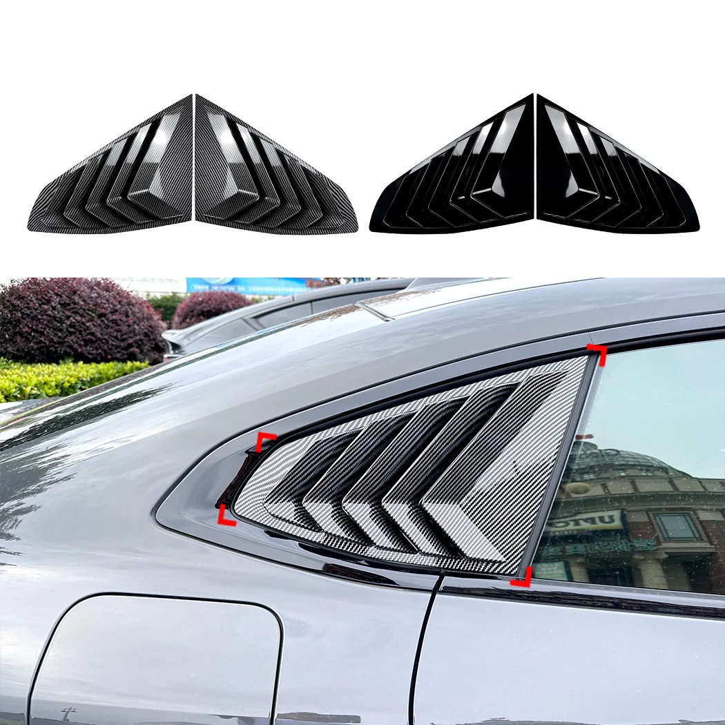 Carbon-Fiber-Triangular-Rear-Window-Louvers-Shutters-Blinds-Cover-Trim ...