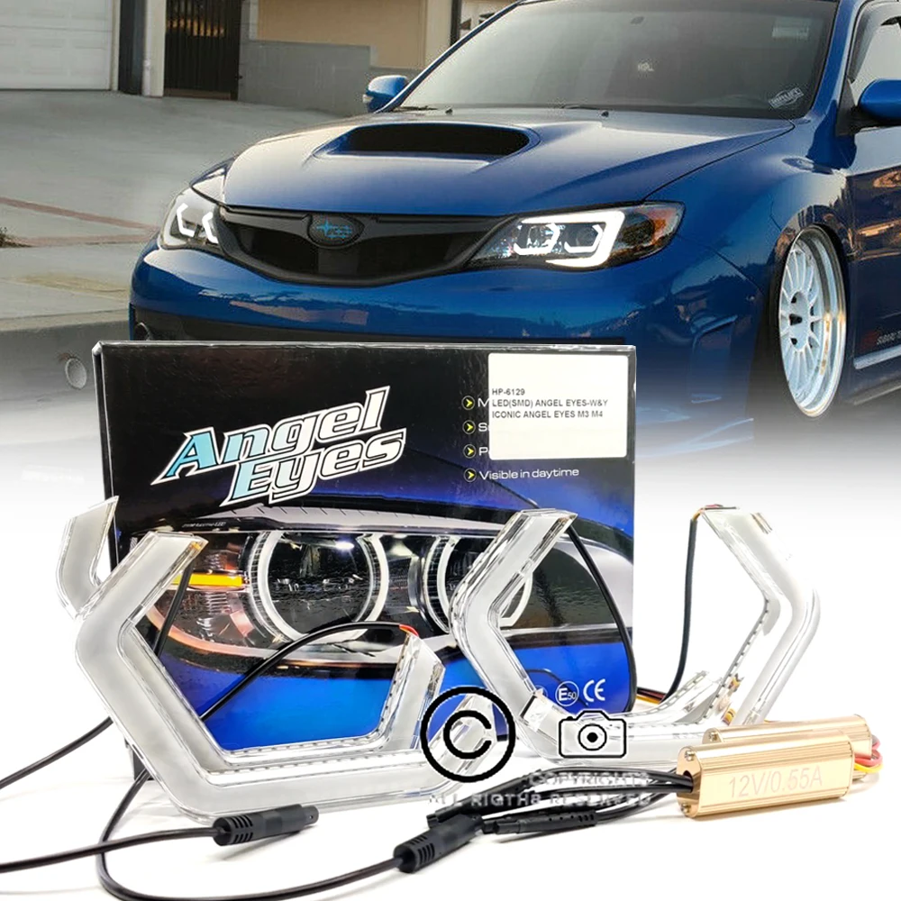 4Pcs LED Angel Eyes Kit M4 Style DRL Halo Rings For Subaru Impreza WRX ...