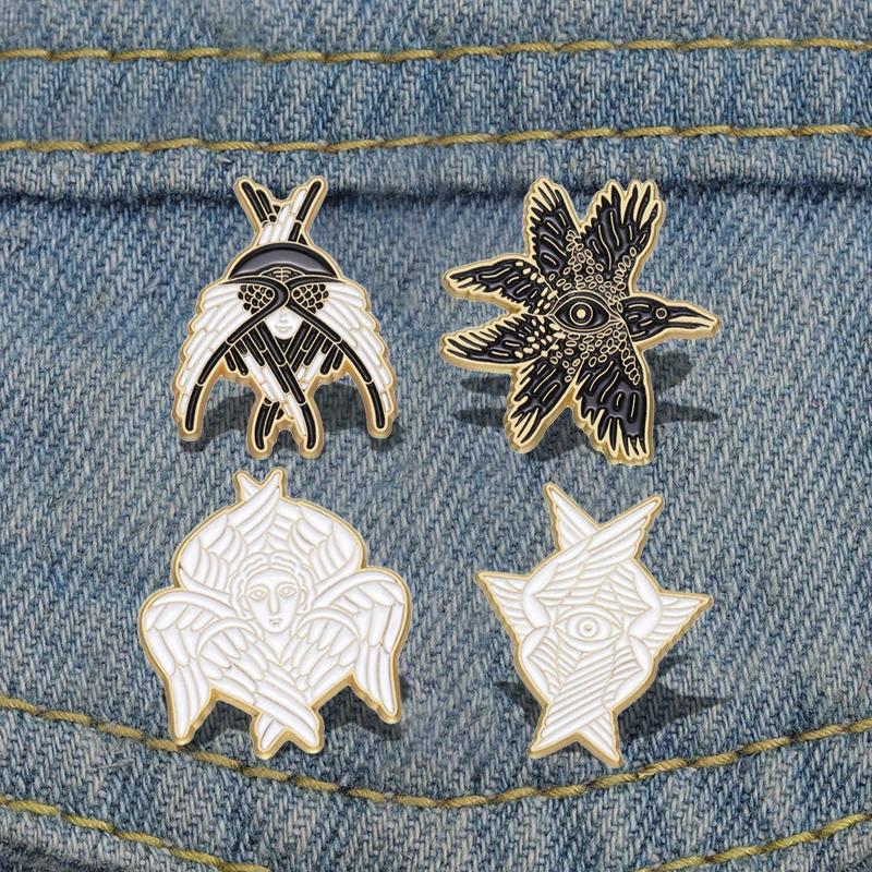 Seraph Lapel Enamel Pins Pure Angel Wings Costume Brooches White Angel ...
