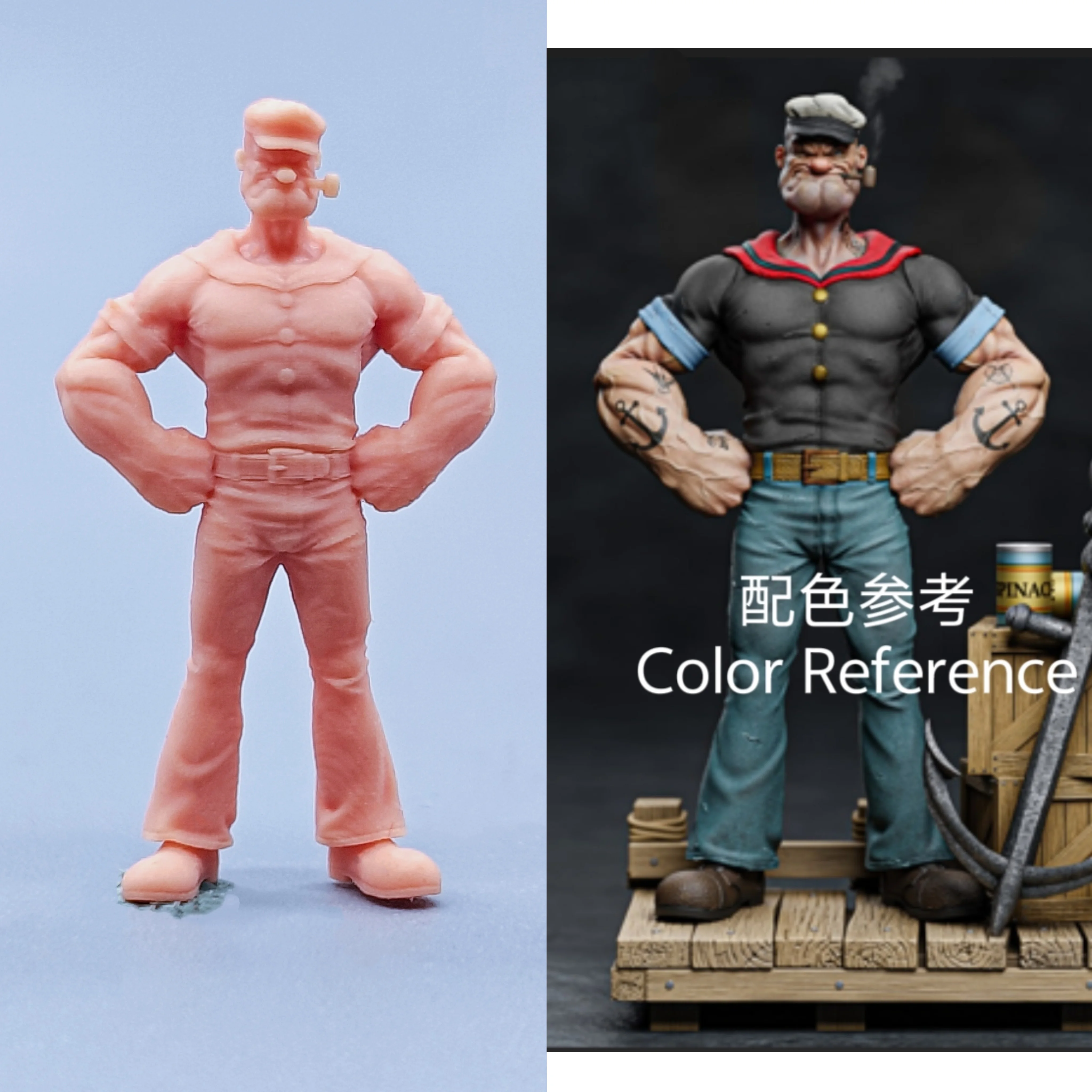 1/64 Figurines Scale Model Resin Popeye Uncolored Miniatures Diorama ...