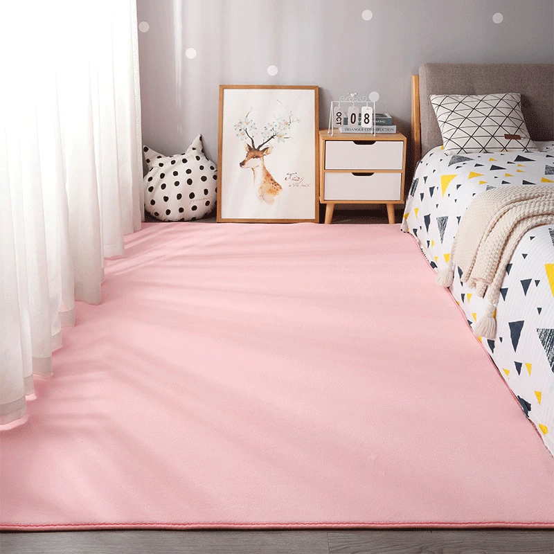 Soft Thickened Living Room Carpets Coral Velvet Solid Color Floor Mats ...