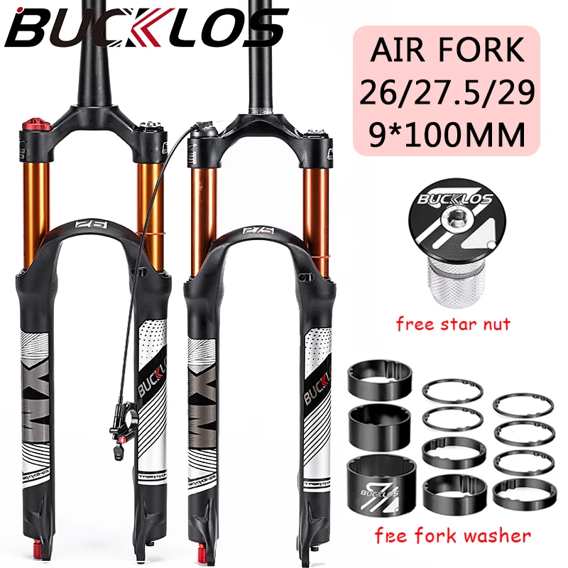 BUCKLOS Bicycle Air Fork 26 27.5 29 Mountain Bike Fork 9*100mm Remote ...