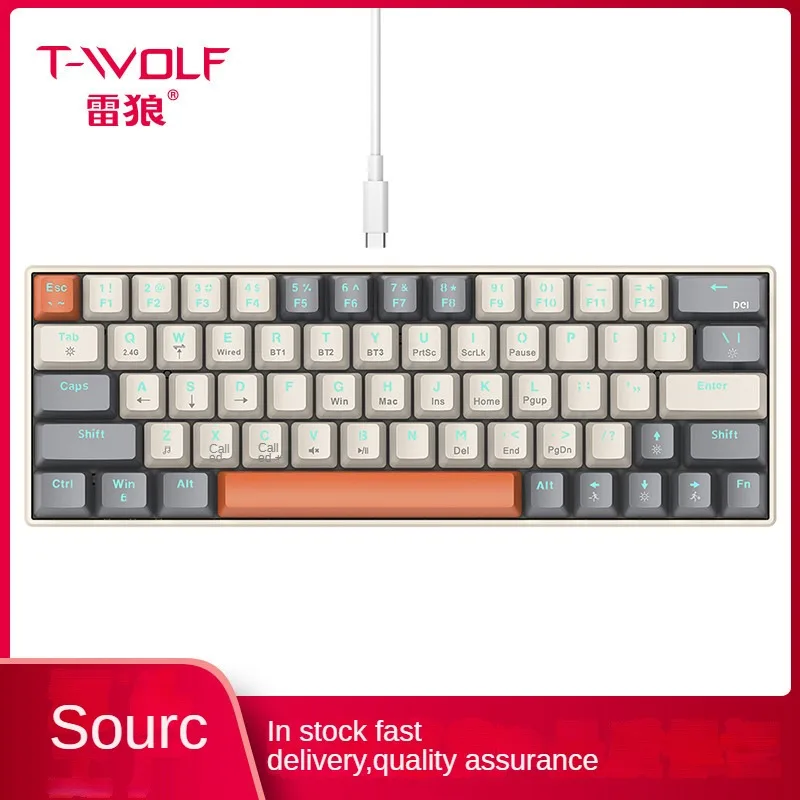 T-WOLF-T60-Mechanical-Keyboard-Game-Esports-Keyline-Separation-63-Key ...