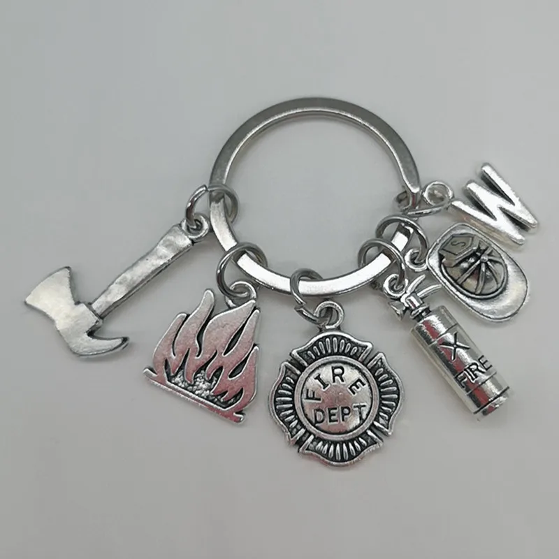 New Fire Extinguisher and Flame Keychain Letters A Z Firemen Fire hero ...