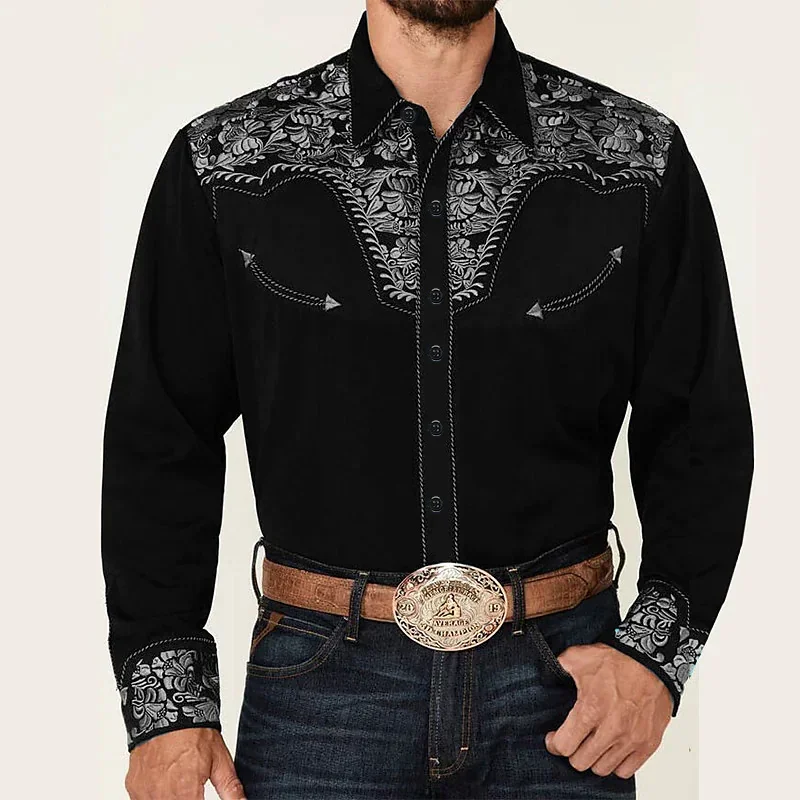 Western-tribal-men-s-shirts-blue-pink-and-black-patterned-tops-made-of ...