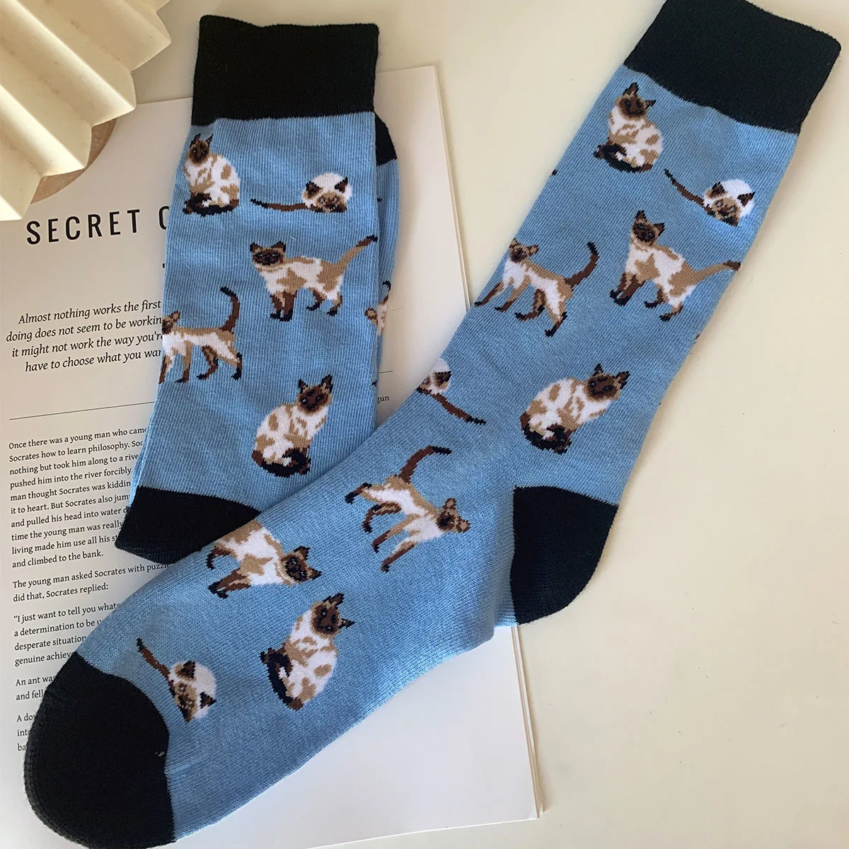 CHAOZHU 1 Pair Blue Cartoon Siamese Cat Cute Lovely Cotton Knitting ...
