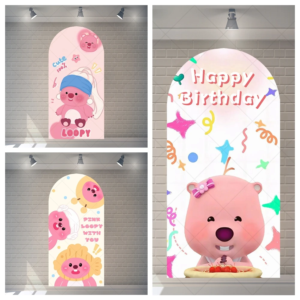Miniso-Photography-Arch-Backdrop-Customized-Cartoon-Pink-Little-Beaver ...