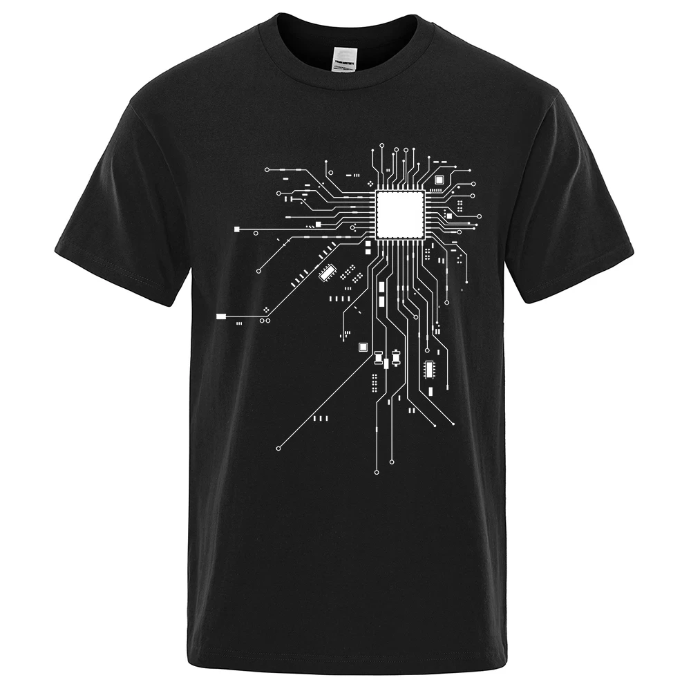 CPU Processor Circuit Diagram T Shirt Men Summer Cotton T-shirt Men's ...