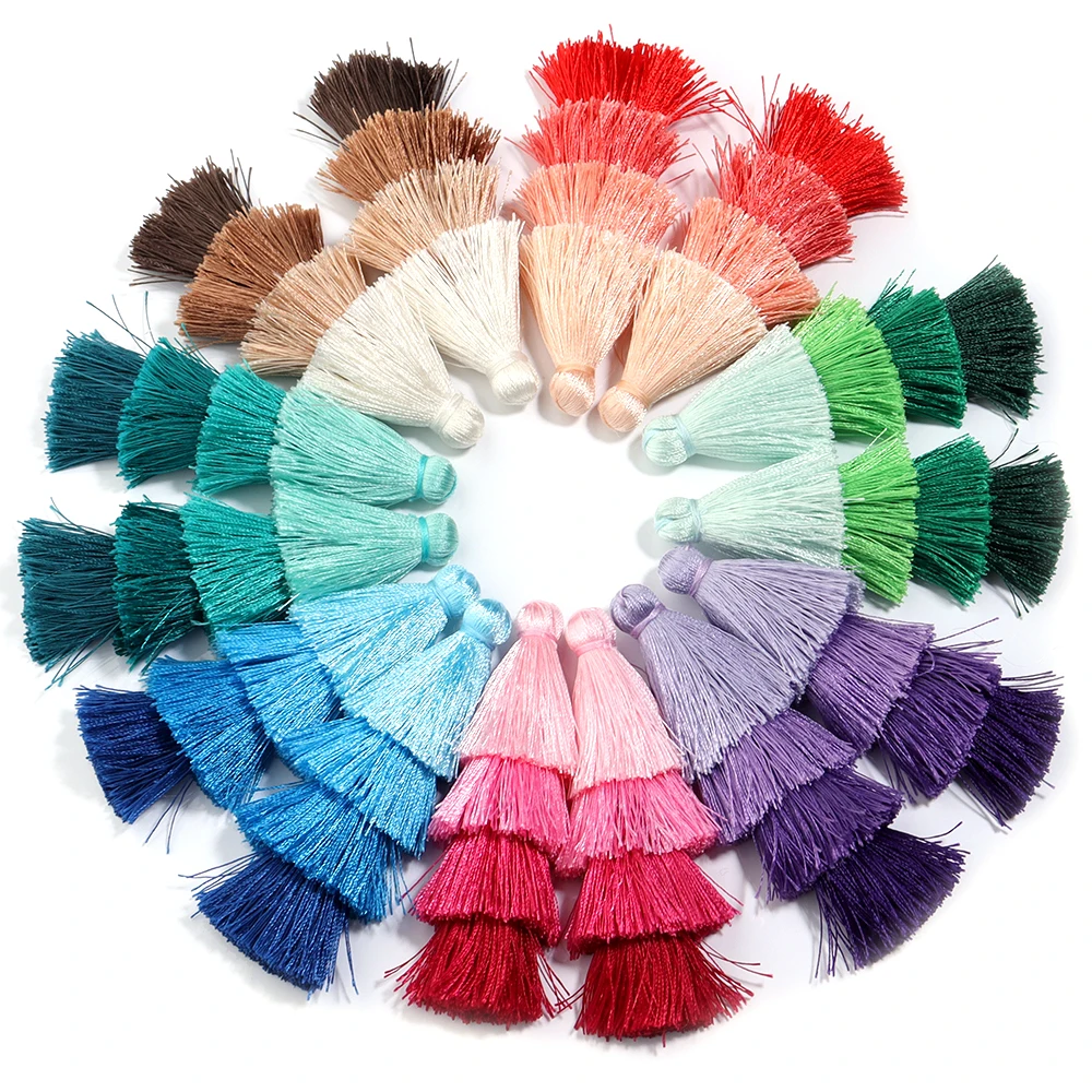 4pcs Polyester Silk 4 Layer Tassel 80mm Color Christmas Tree Shape ...