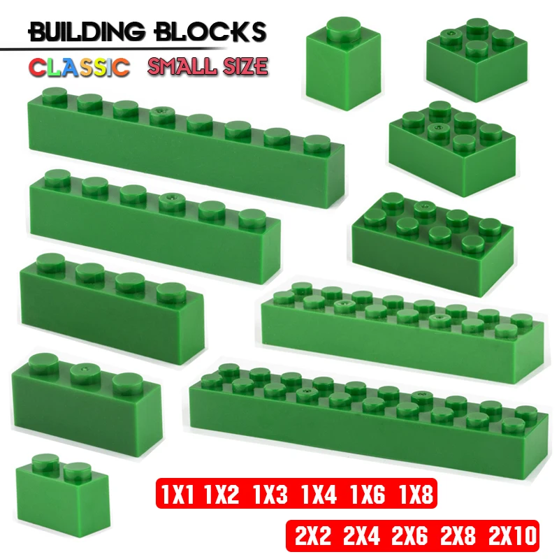 Building-block-1X2-1X6-2X2-2X6-2X10-hole-Green-brick-basic-accessories ...