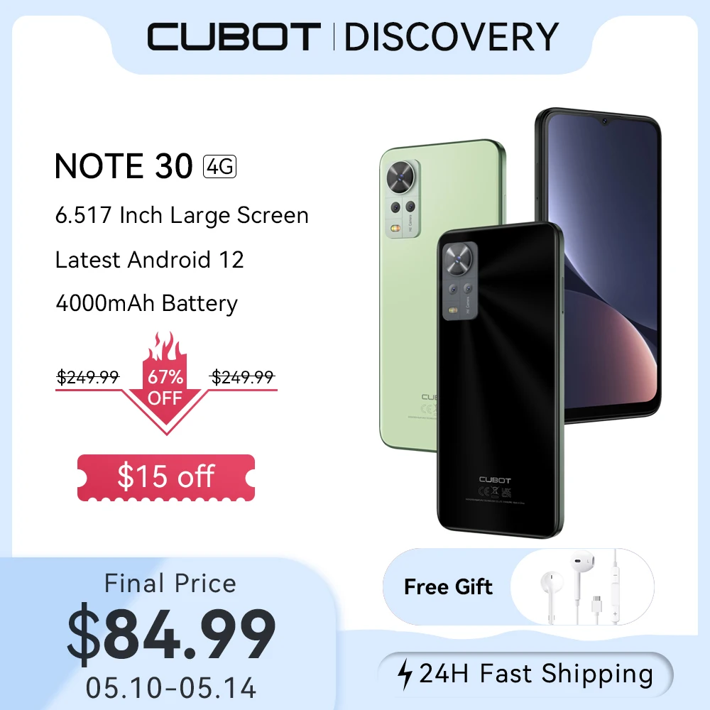 ワールドプレミア スマホ、Cubot Note 30、4G 携帯電話、Android スマートフォン 2022、オクタコア、4GB+64GB ...