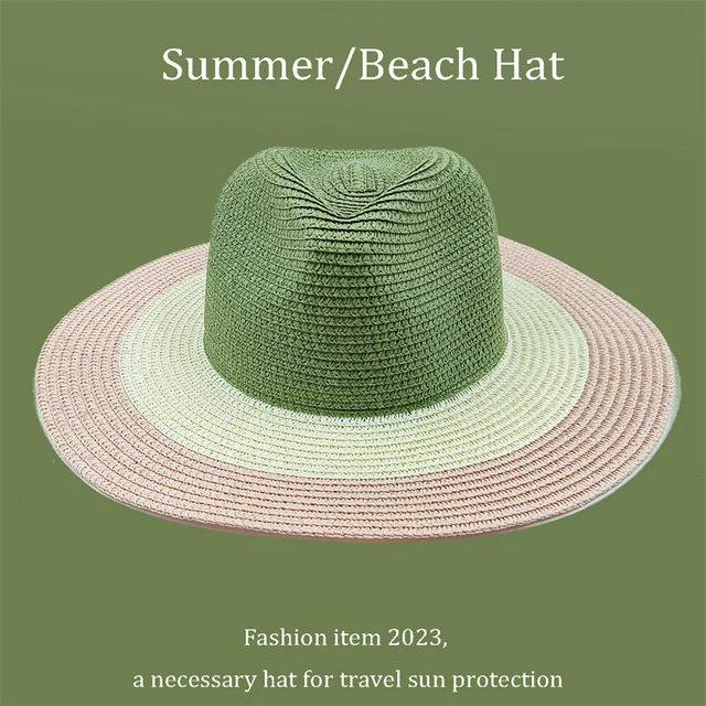 Three Piece Rose Red Straw Hat New Summer Dome Beach Hat Women's Straw ...