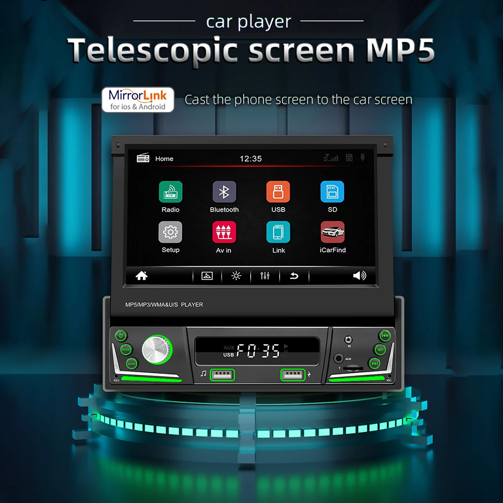 Reproductor de vídeo y música MP5 para coche de un solo Din, manos ...