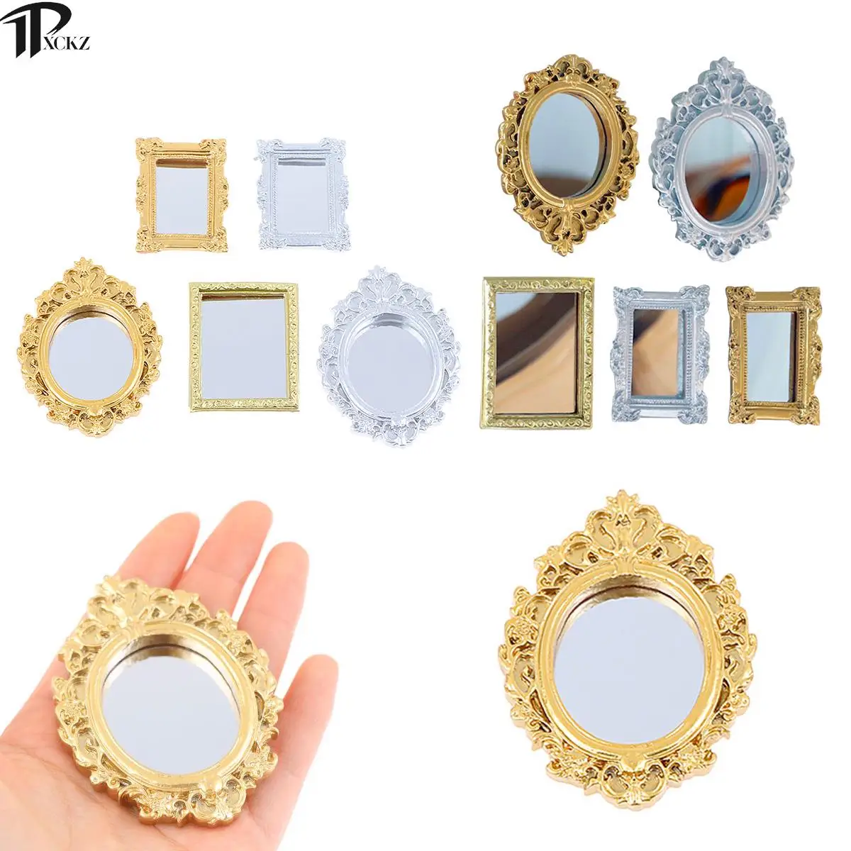 1-12-Dollhouse-Miniature-Frame-Accessories-Furniture-Miniature-Mirror ...