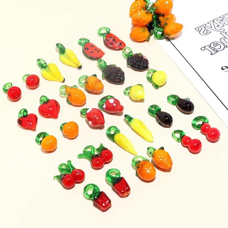 10pcs-glass-material-fruit-and-vegetable-shape-glass-beads-DIY-hand ...