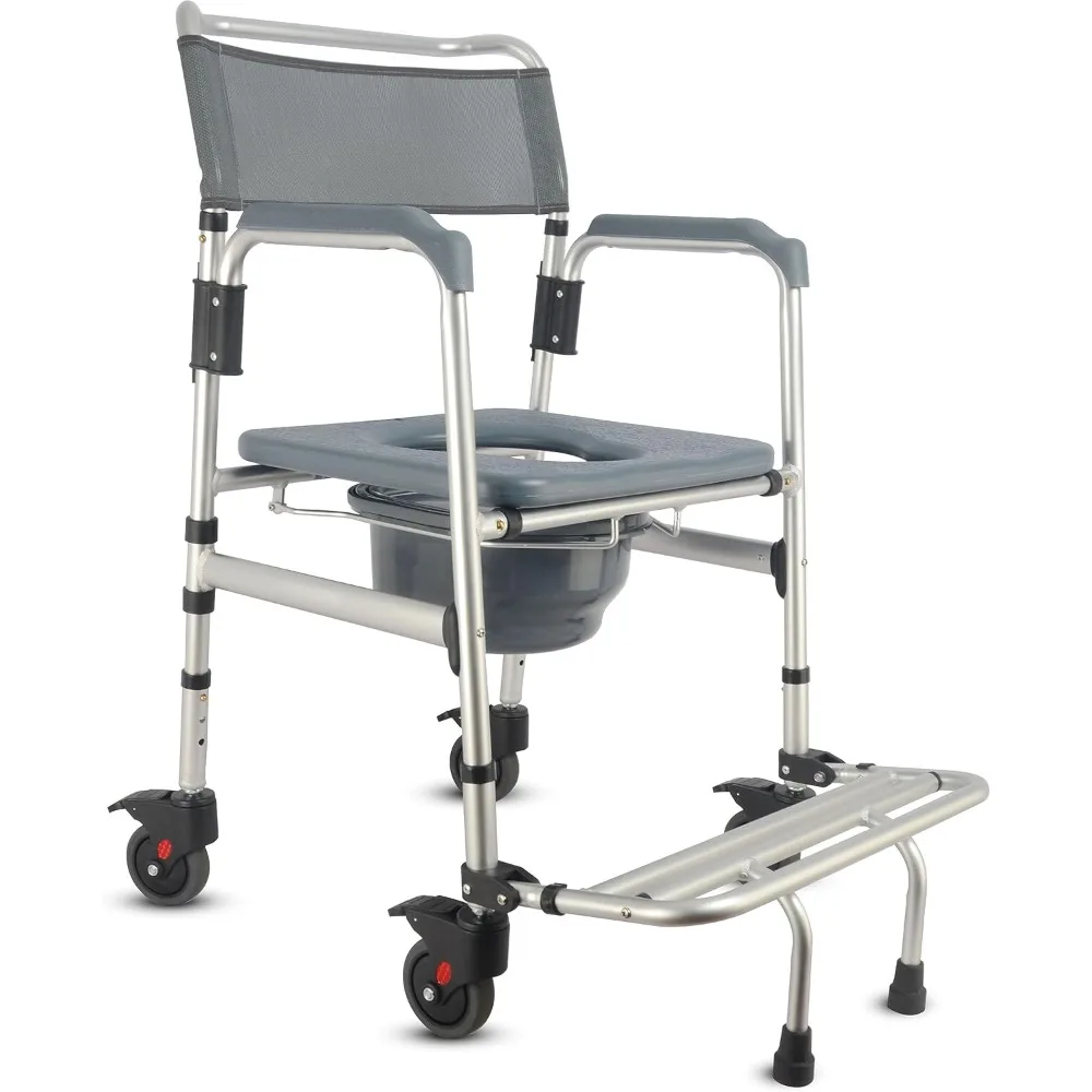 3-in-1-Aluminum-Bedside-Commode-Toilet-Shower-Chair-with-Swivel-Wheels ...