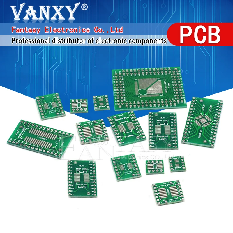 10PCS PCB Board SMD Turn To DIP SOP MSOP SSOP TSSOP SOT23 SOP8 SOP14 ...
