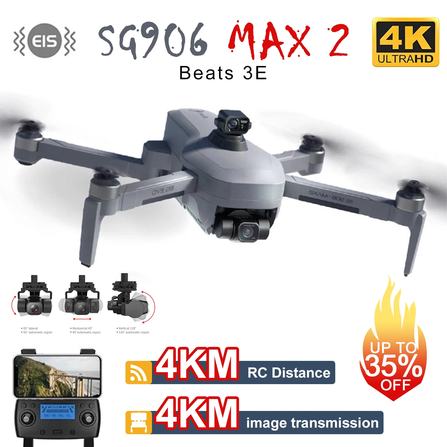 SG906 MAX 2 MAX2 Professional FPV 4K Camera Drone with 3-Axis Gimbal ...