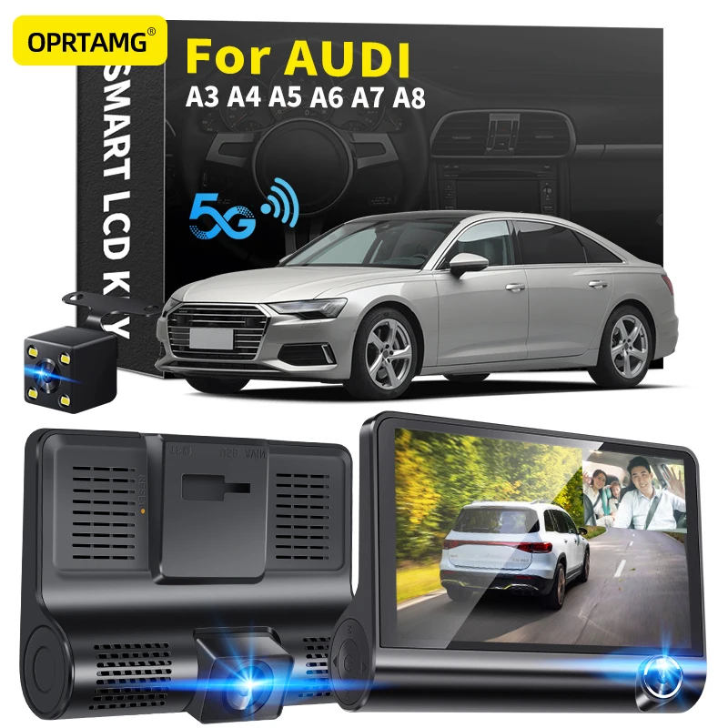 Car DVR 3 Cameras Lens 4.0 Inch 1080P Dash Cam For Audi A3 A4 A5 A6 A7 ...