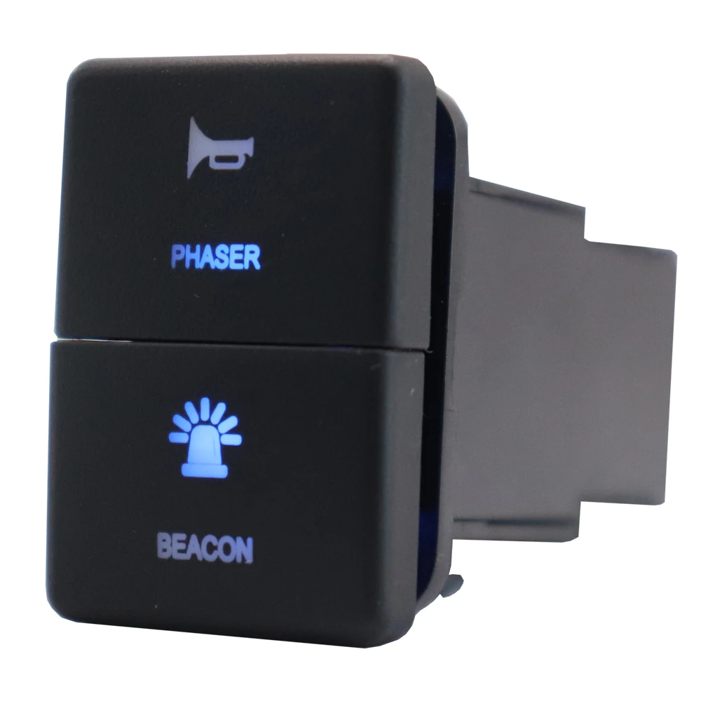 12V-Dual-Push-Button-Switch-ON-Off-Phaser-and-Beacon-Blue-Green-Backlit ...