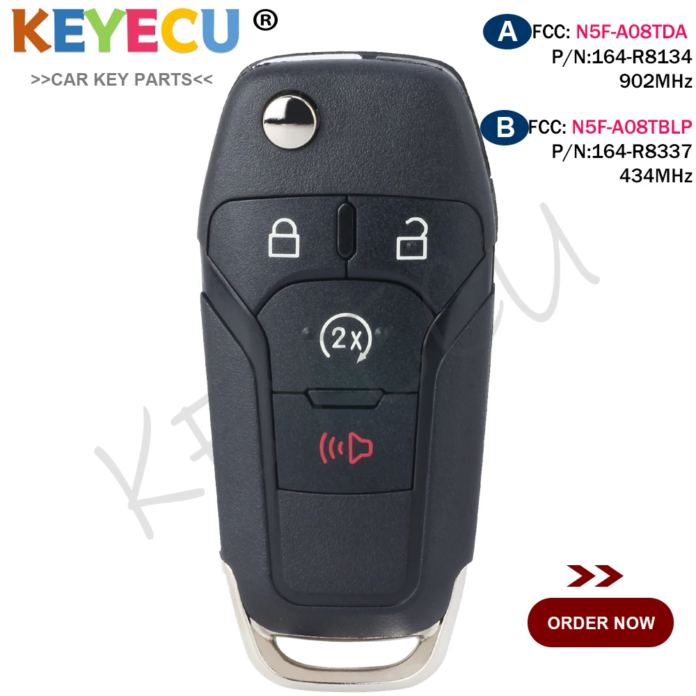 4 Button Flip Remote Key for Ford F150 F250 F350 F450 Ranger Raptor ...
