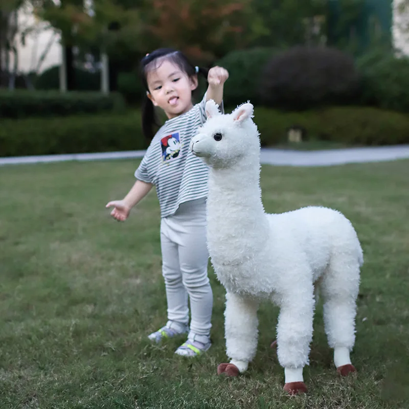38-80CM Simulation Alpaca Plush Doll Cute Standing Australian Alpacasso ...
